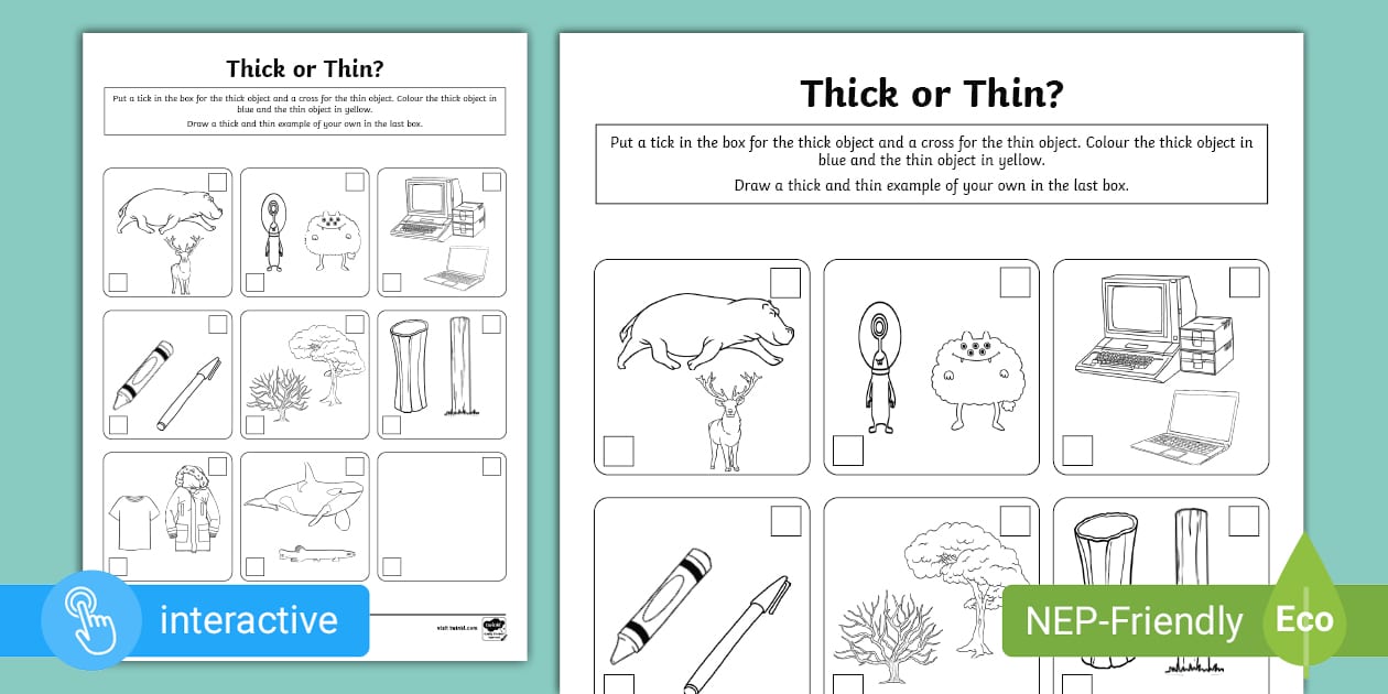 Measurement -Thick and Thin (Teacher-Made) - Twinkl