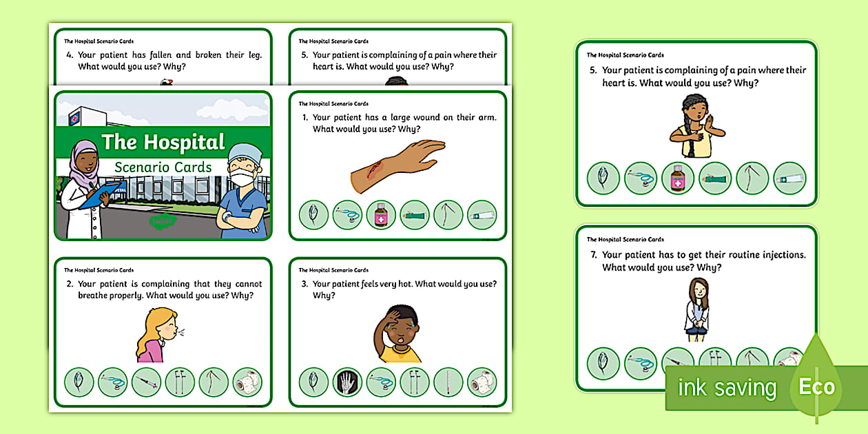 The Hospital Aistear Scenario Cards (teacher made) - Twinkl