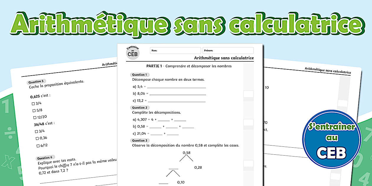 CEB : Arithmétique - Sans Calculatrice PDF