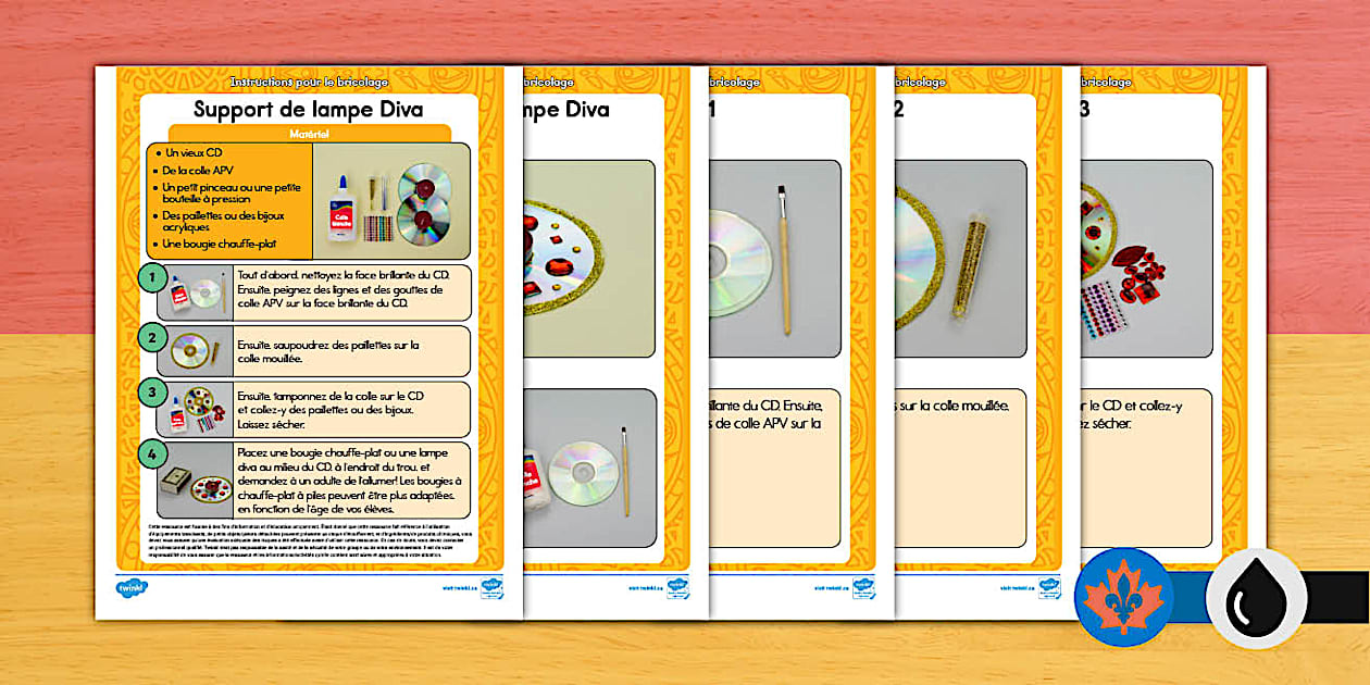 Diva Lamp Holders CD Craft Instructions French - Twinkl