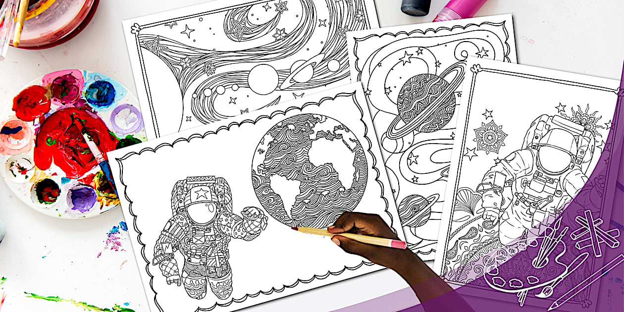 Space Mindfulness Colouring Activity Posters (teacher made)
