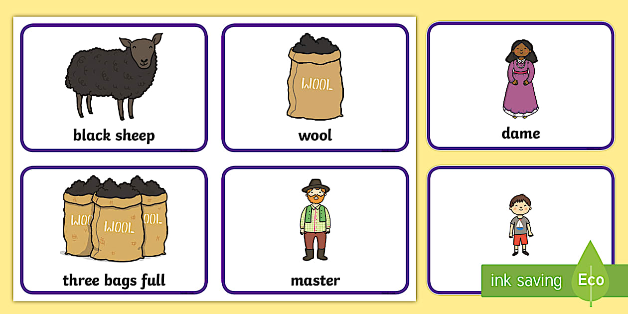 Baa Baa Black Sheep Nursery Rhyme Picture Flashcards