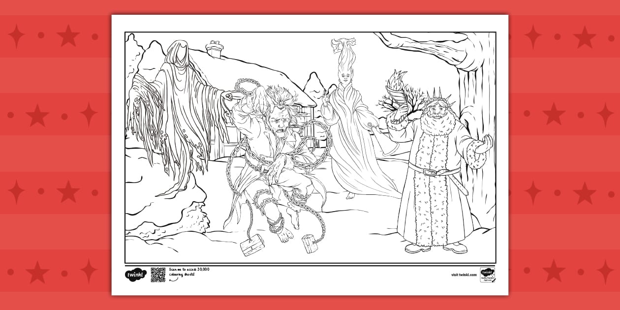 Ghosts of 'A Christmas Carol' Montage Colouring Sheet