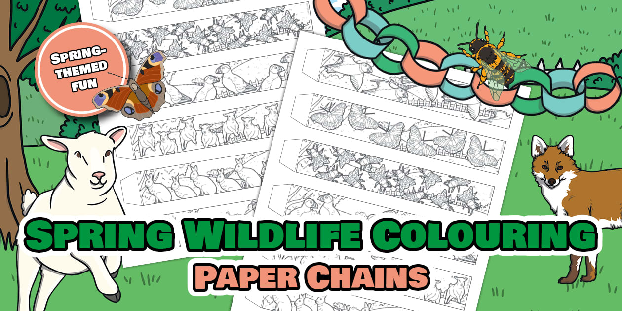 * NEW * Spring Wildlife Colouring Paper Chains
