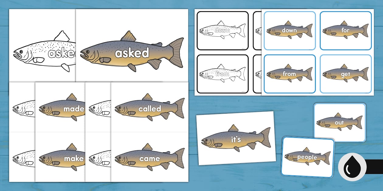 100 High Frequency Words on Salmon (teacher made) - Twinkl