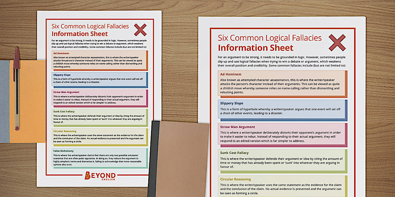 Six Common Logical Fallacies Information Sheet - Twinkl