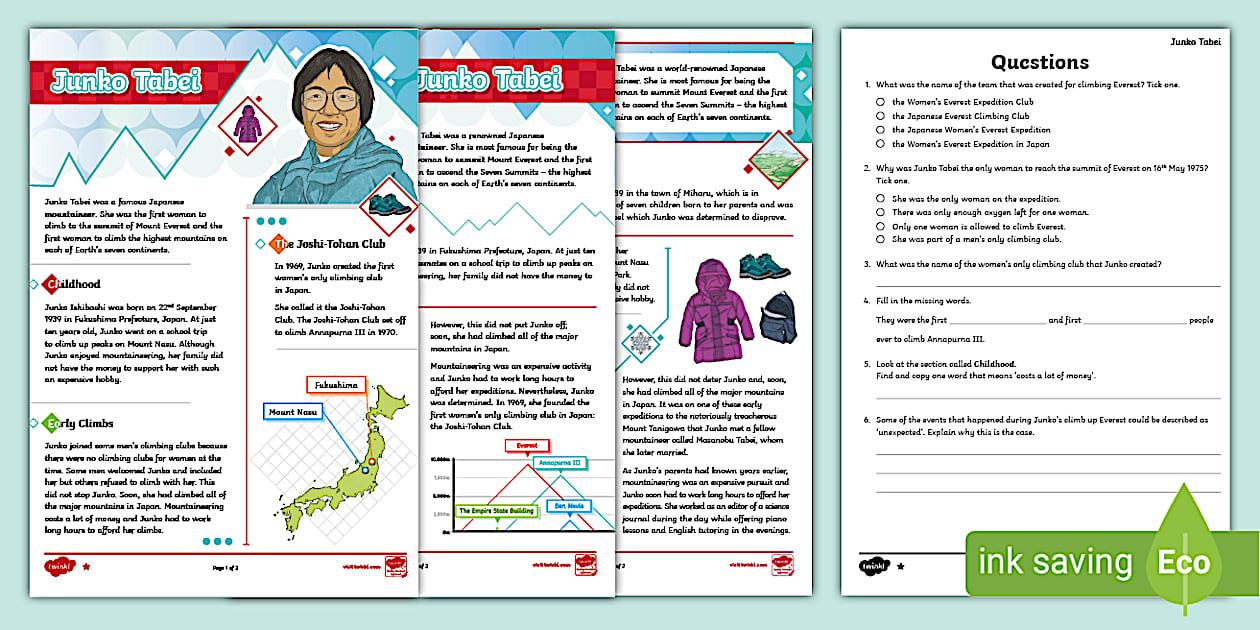 UKS2 Junko Tabei Differentiated Reading Comprehension
