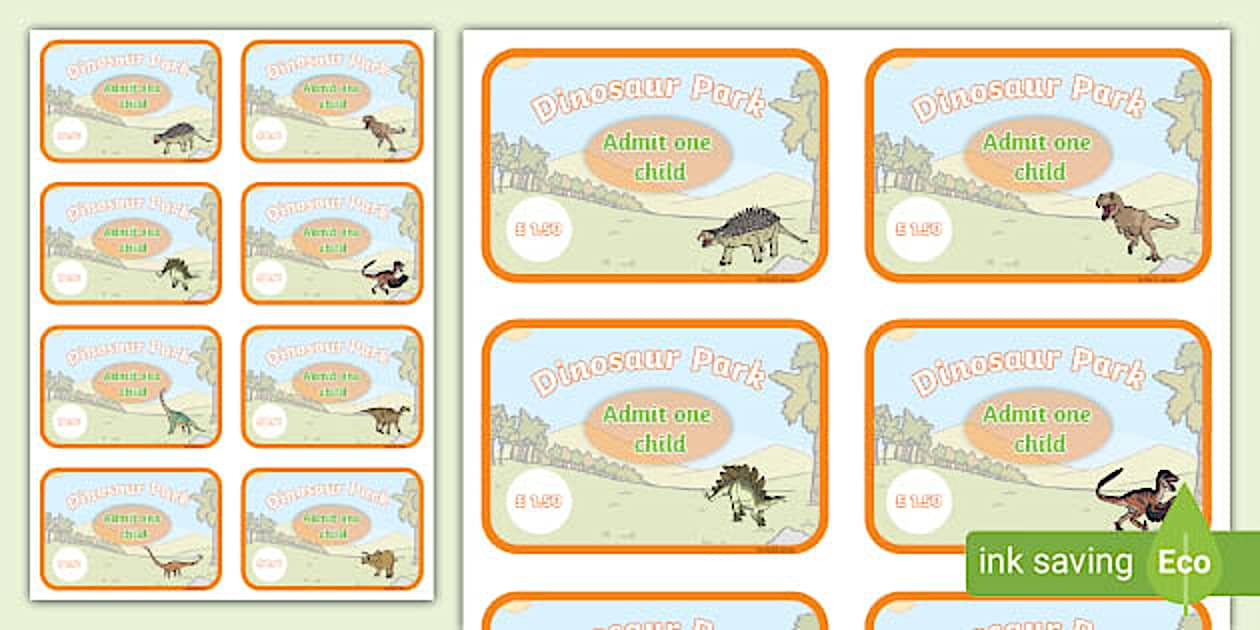 Dinosaur Park Role Play Tickets (teacher made) - Twinkl