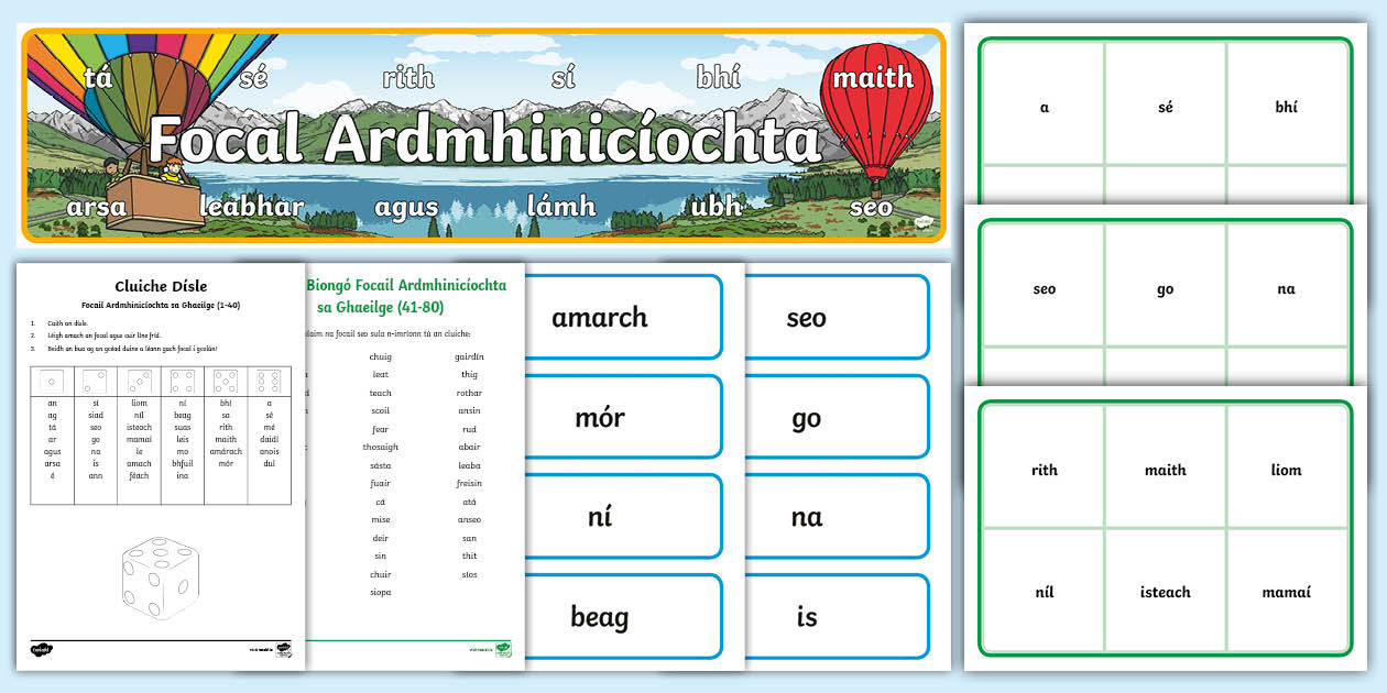 Focal Ardmhinicíochta sa Ghaeilge - High Frequency Words Display Pack ...