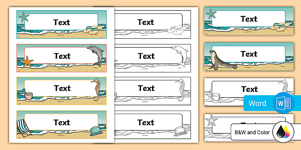 Editable Beach Labels for PreK Classrooms | Twinkl USA