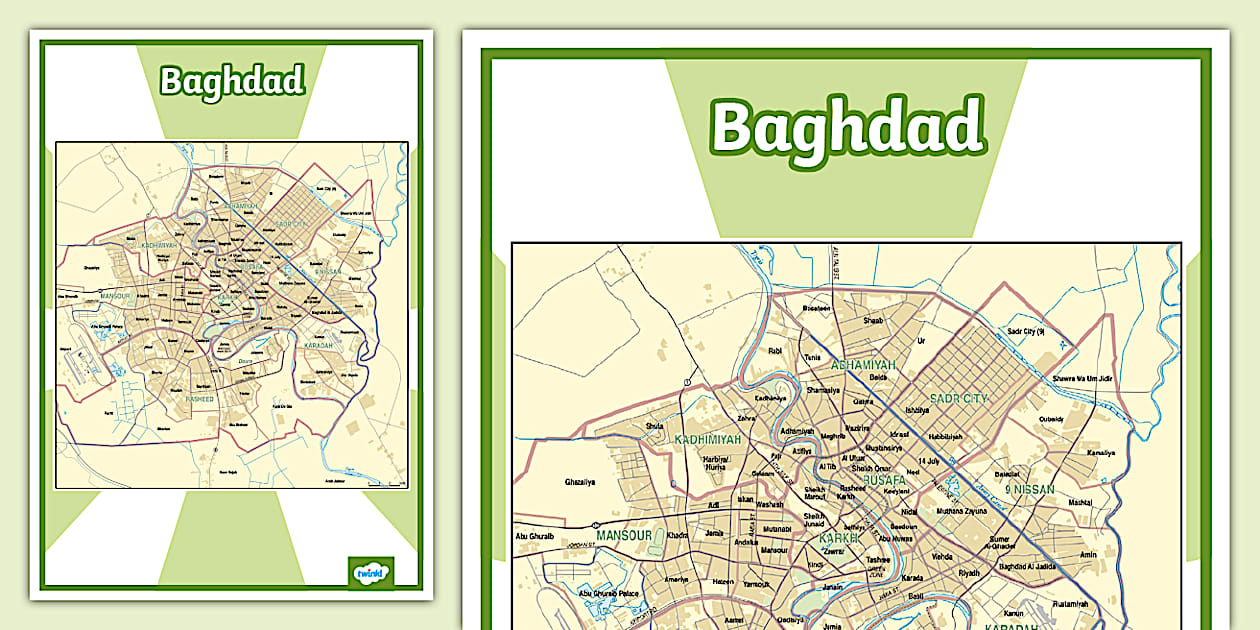 Map of Baghdad Display Poster (teacher made) - Twinkl
