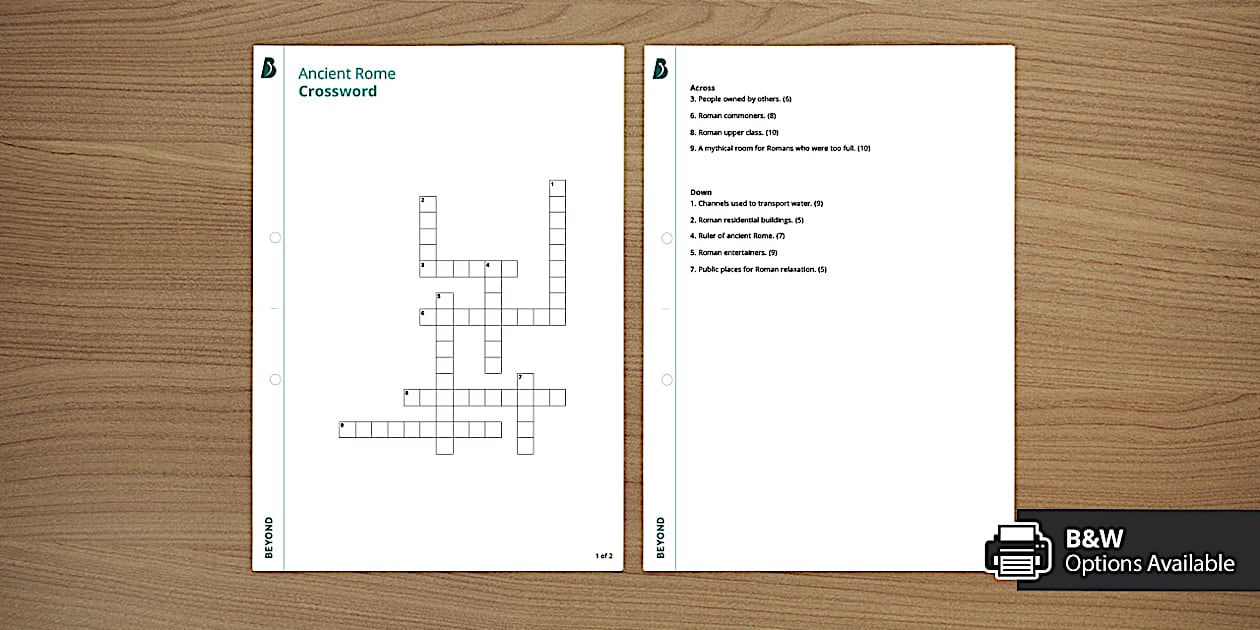 Ancient Rome Crossword (teacher made) - Twinkl