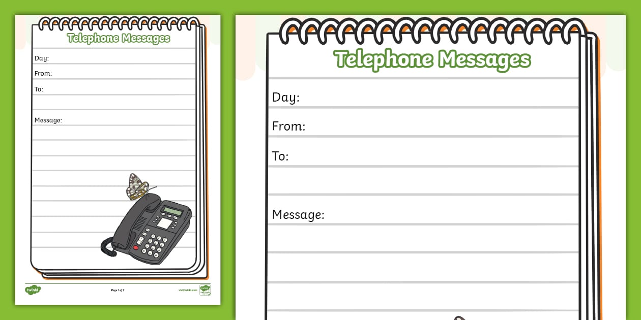 Minibeasts Investigation Telephone Message Pad - Twinkl