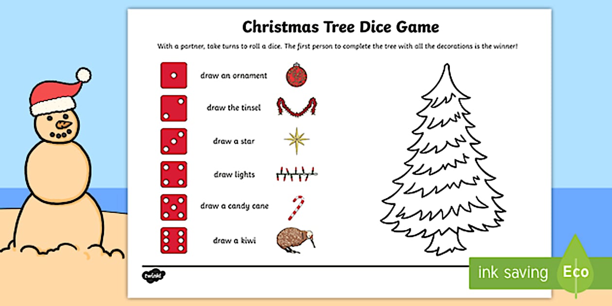 New Zealand Christmas Dice Game Worksheet - Twinkl
