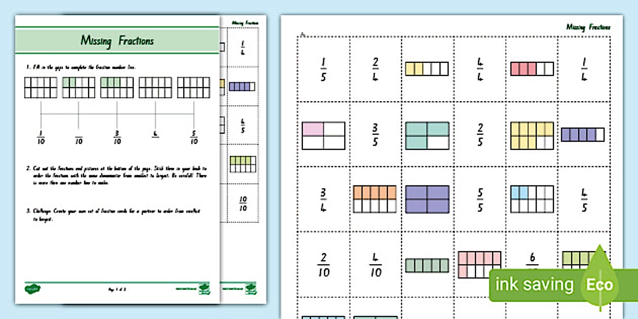 Stage 5 Order Fractions with Same Denominator Activity
