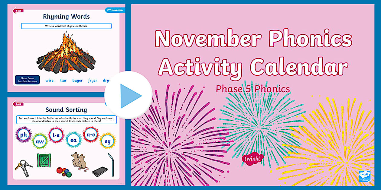 Phase 5 November Phonics Activity Calendar PowerPoint