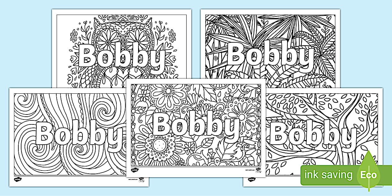 Bobby Mindfulness Name Colouring Activity - Twinkl