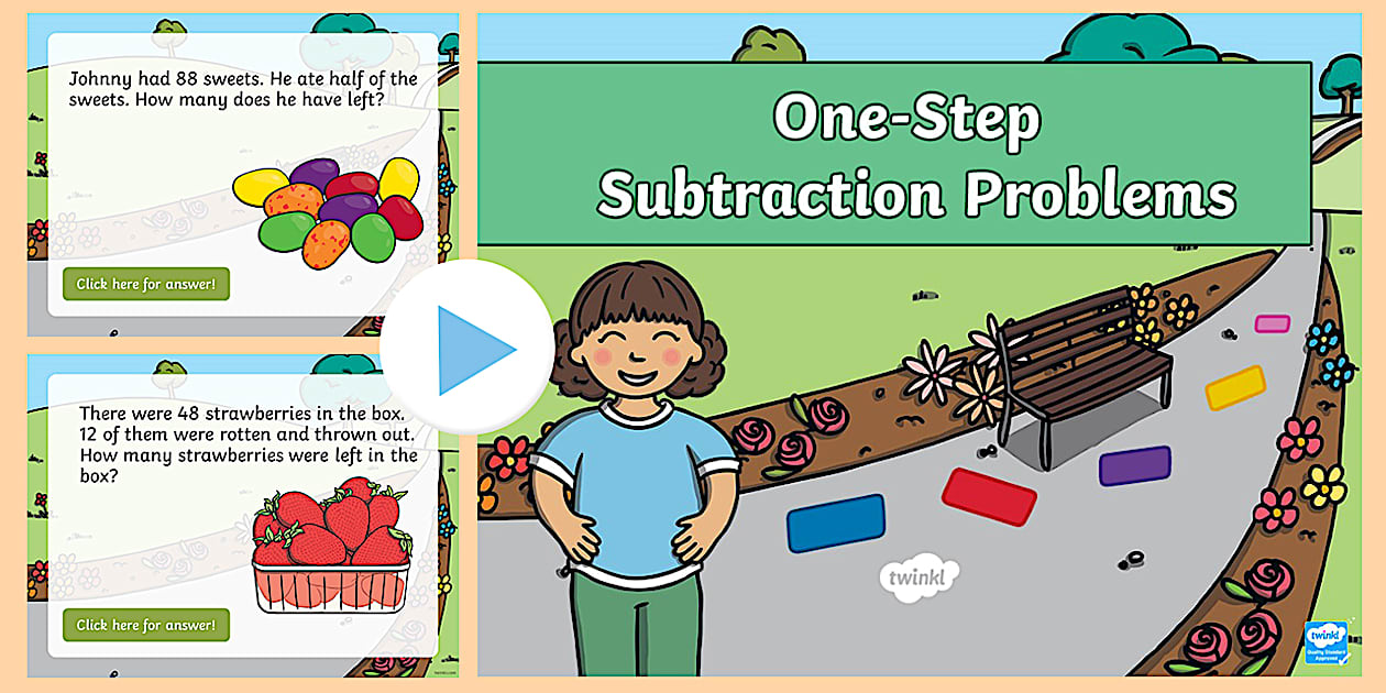 One-Step Subtraction Problems PowerPoint - Twinkl