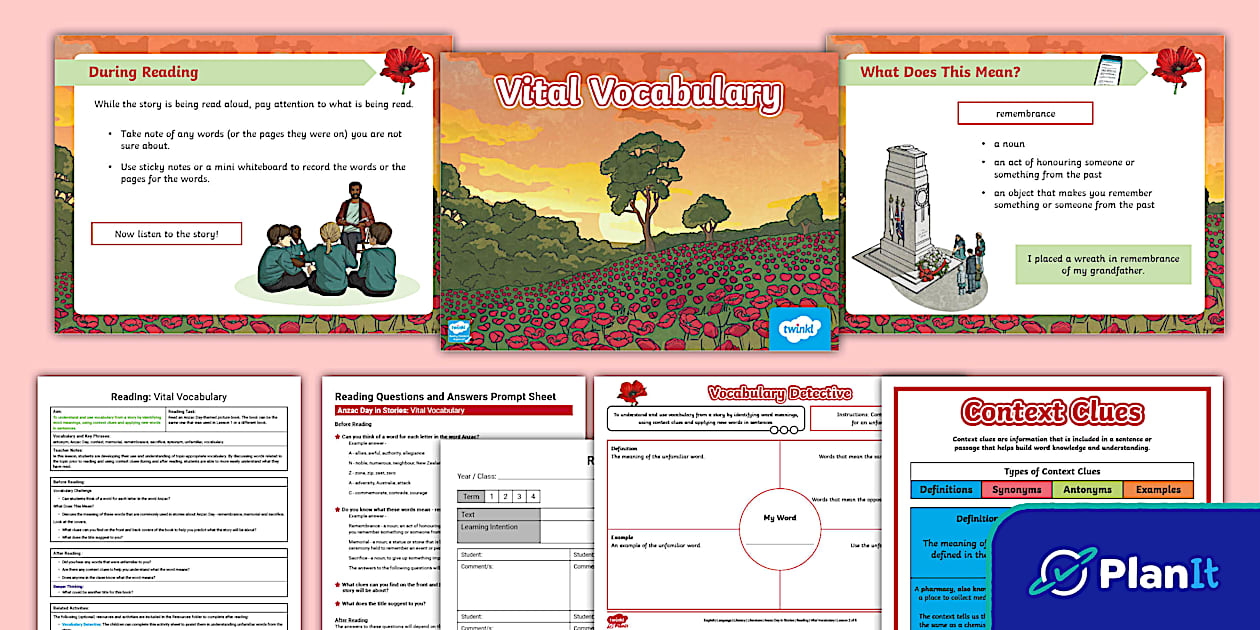 Years 3-4 Reading: Anzac Day in Stories Lesson 2 - Twinkl
