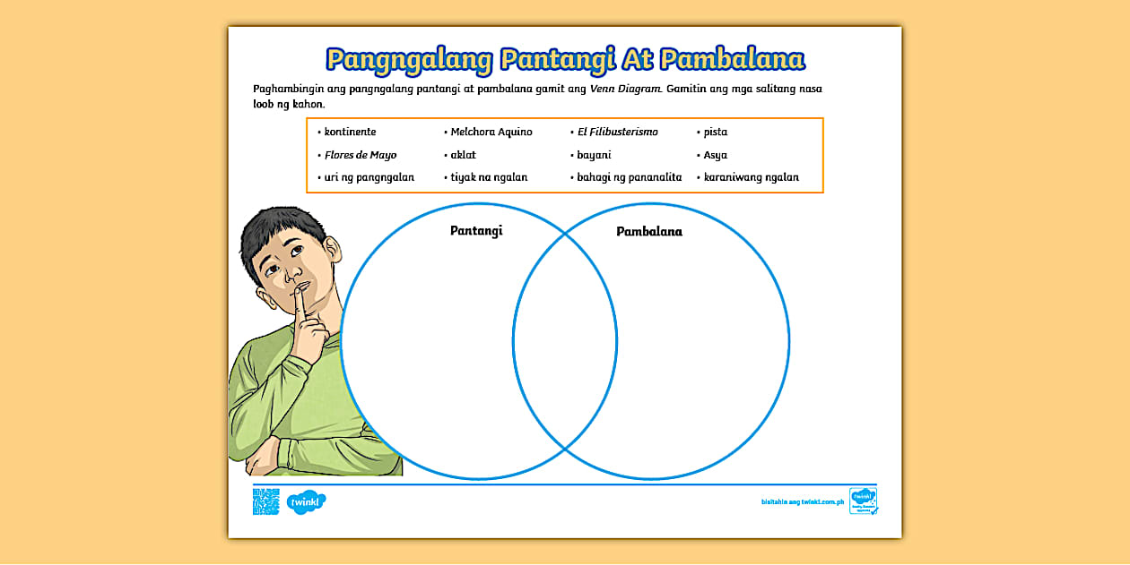 Pangngalang Pantangi at Pambalana Worksheet | Twinkl PH