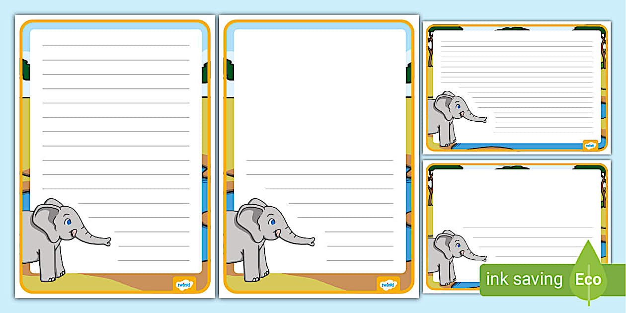 Editable Elephant Landscape Page Borders (teacher made)