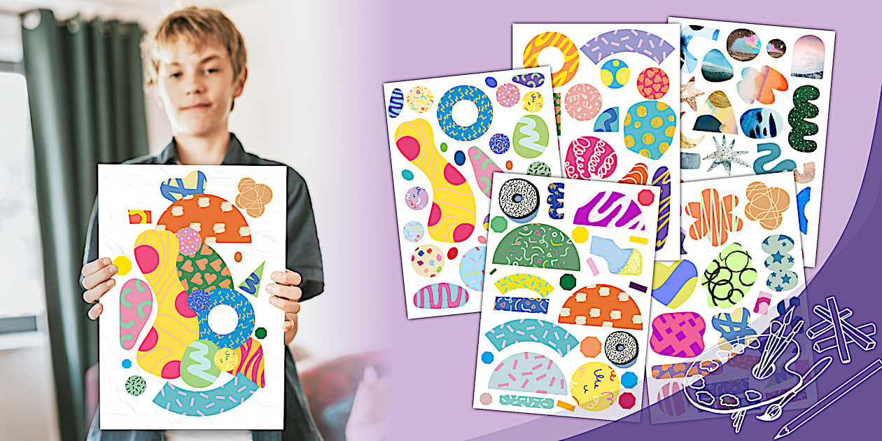 Geometric Shapes and Patterns Mindful Collage Activity Pack