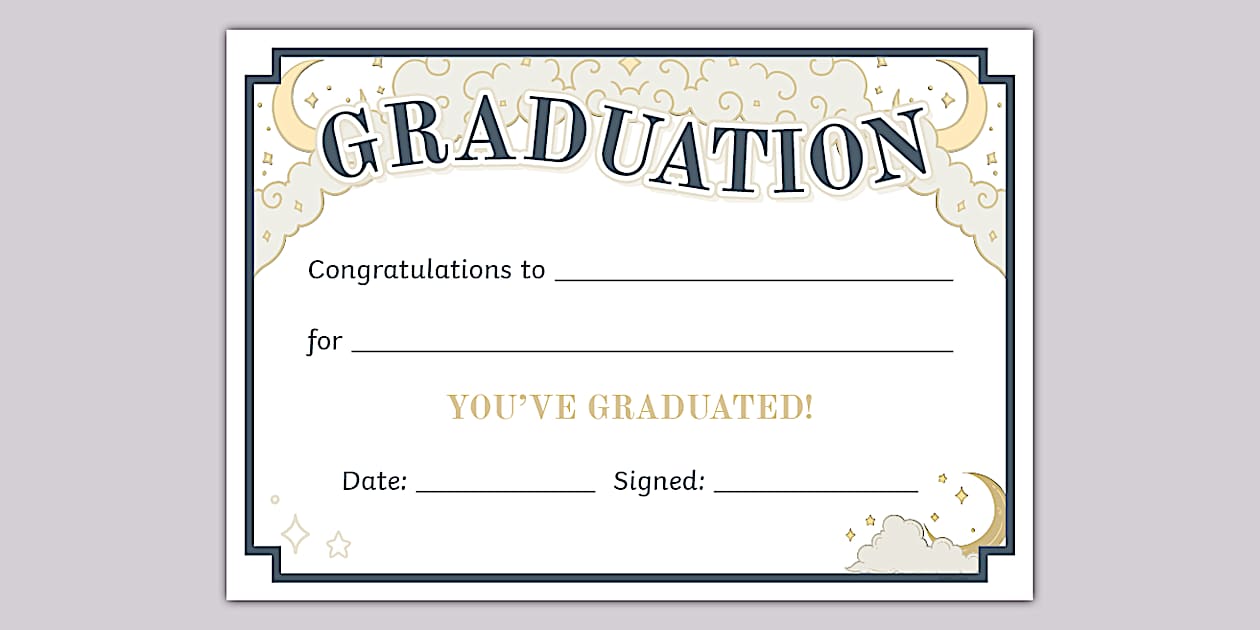 Celestial-Themed Graduation Certificate