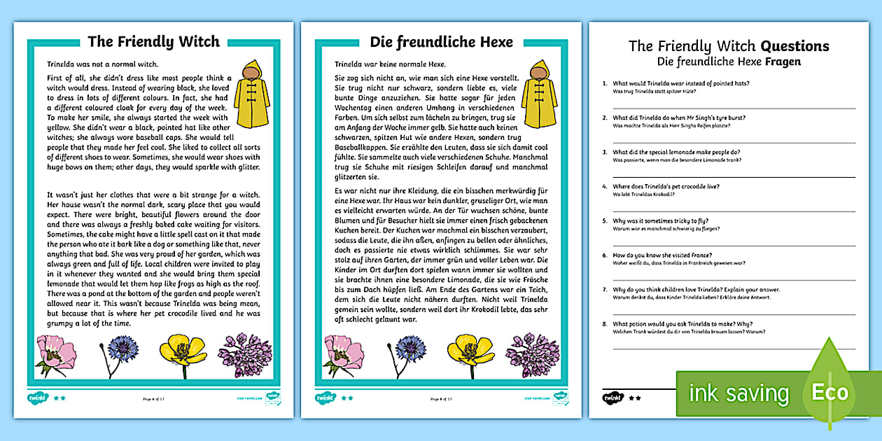 The Friendly Witch Differentiated Reading Comprehension Activity