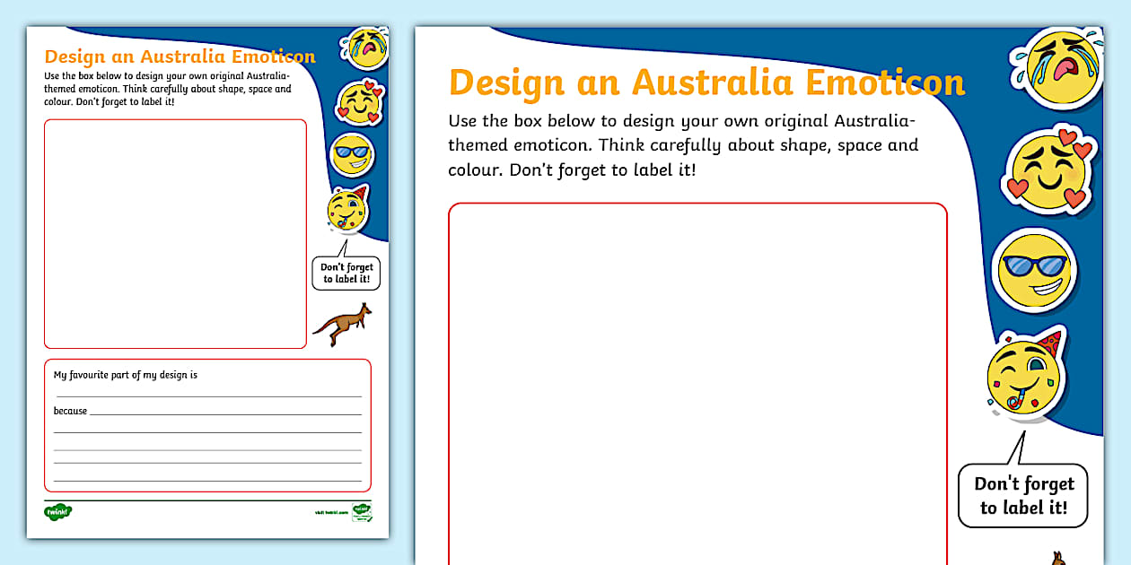 Design Your Own Australia Emoticon Activity (teacher made)