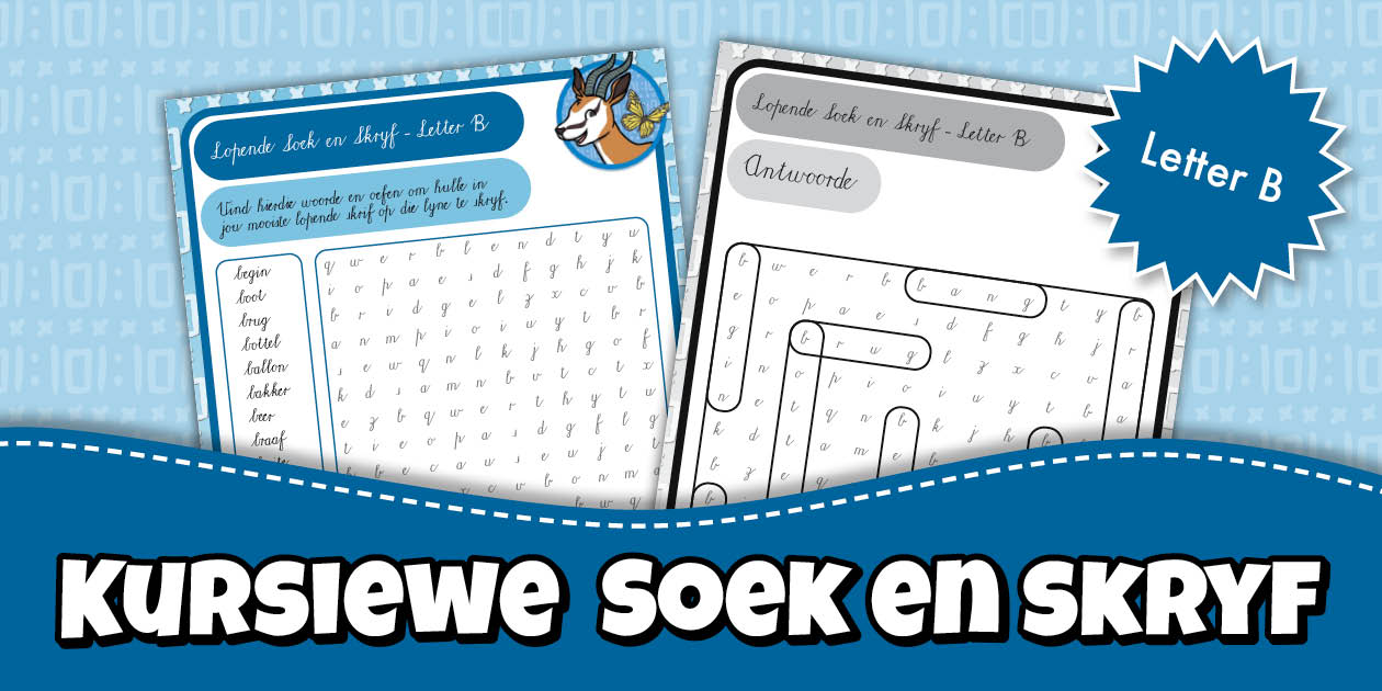 Gr 3 - Handskrif Soek en Skryf: Letter b (KABV-belyn)
