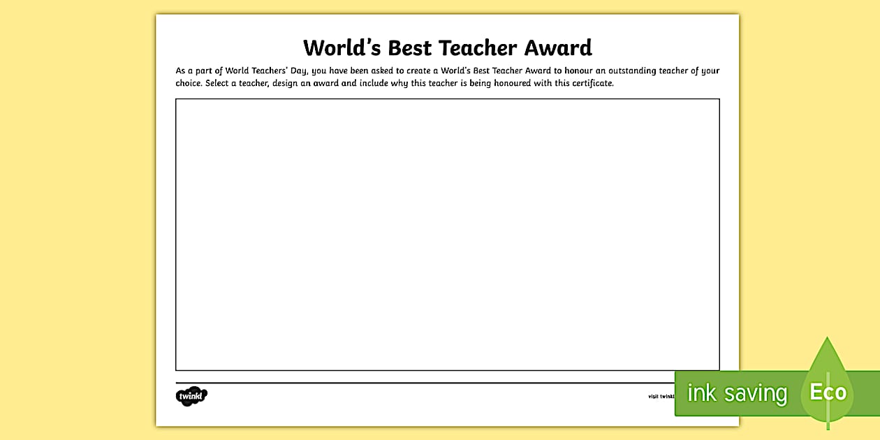 TAS World Teachers' Day Award Worksheet (teacher made)