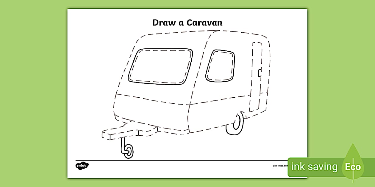Kindergarten Draw a Caravan Pencil Control Activity | Twinkl