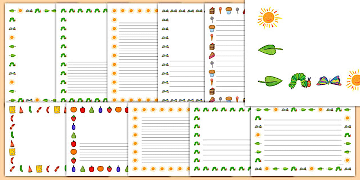 Editable Page Borders to Support Teaching on The Very Hungry Caterpillar