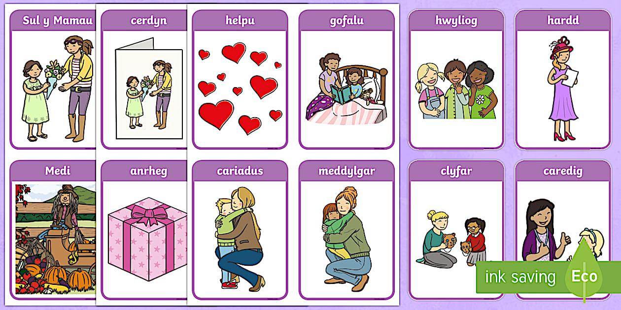 Sul y Mamau Cardiau Cyfatebu (professor feito) - Twinkl