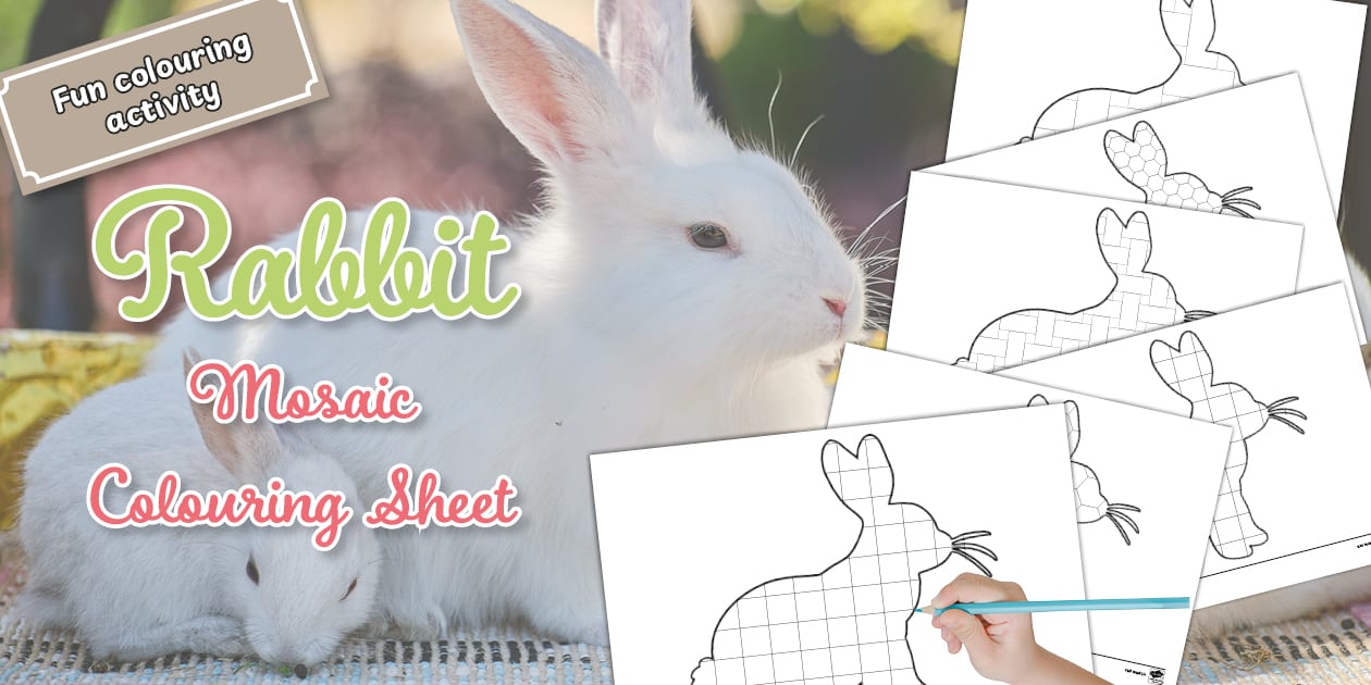 Rabbit Mosaic Colouring Sheet