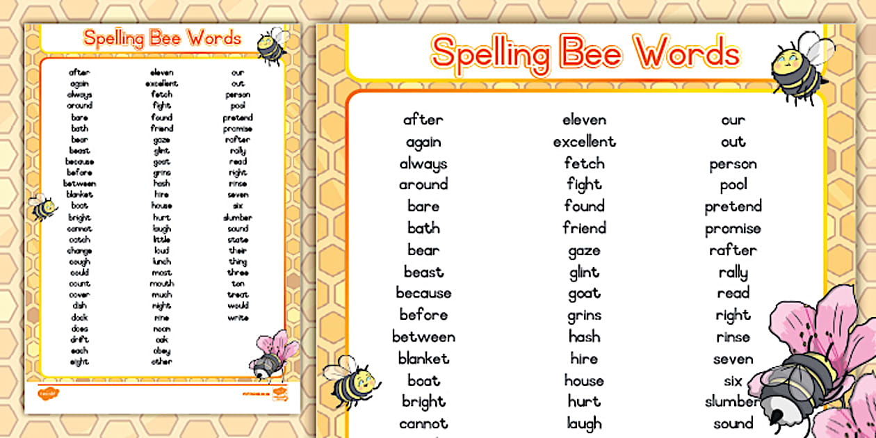 Grade 2 Spelling Bee Word List (Lehrer gemacht) - Twinkl