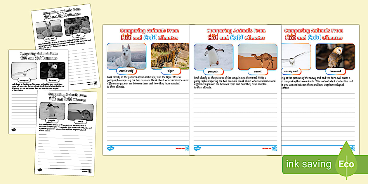 Comparing Animals from Hot and Cold Climates Worksheet