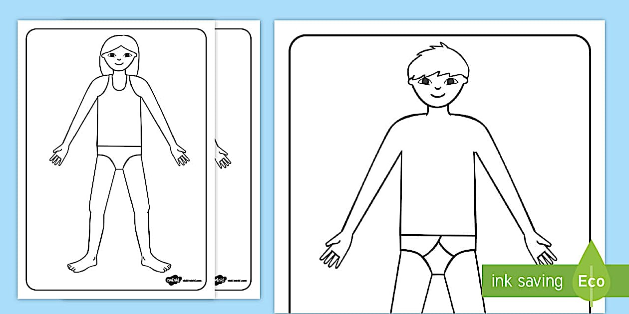 Girl and Boy Body Coloring Sheets (Teacher-Made) - Twinkl
