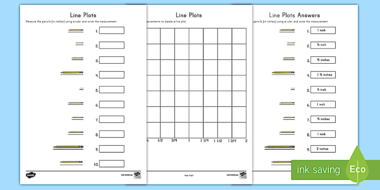 Measuring Pencils Line Plot Worksheet (Teacher-Made)