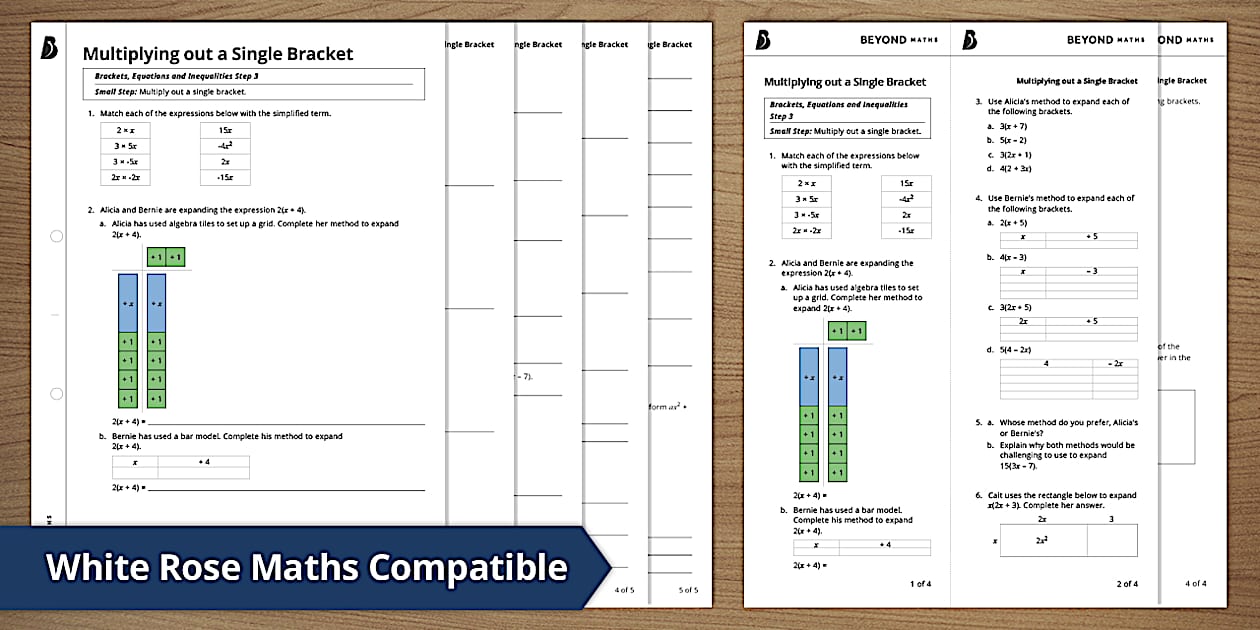👉 Multiplying out a Single Bracket (teacher made)