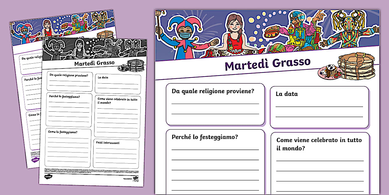 Modello di scheda informativa: Martedì Grasso - Twinkl