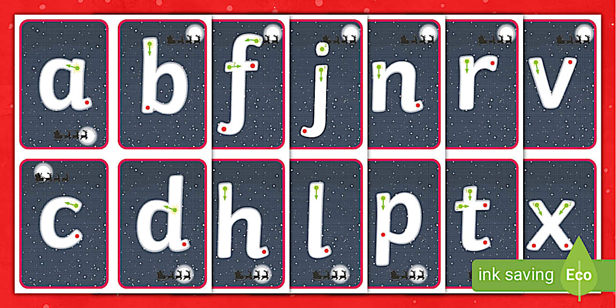 Christmas Themed Letter Formation Cards - EYFS