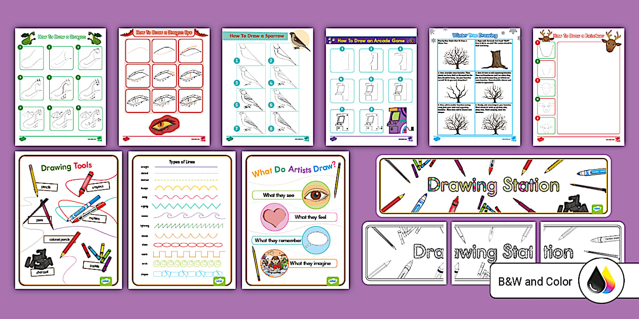 Drawing Station Pack (teacher made) - Twinkl