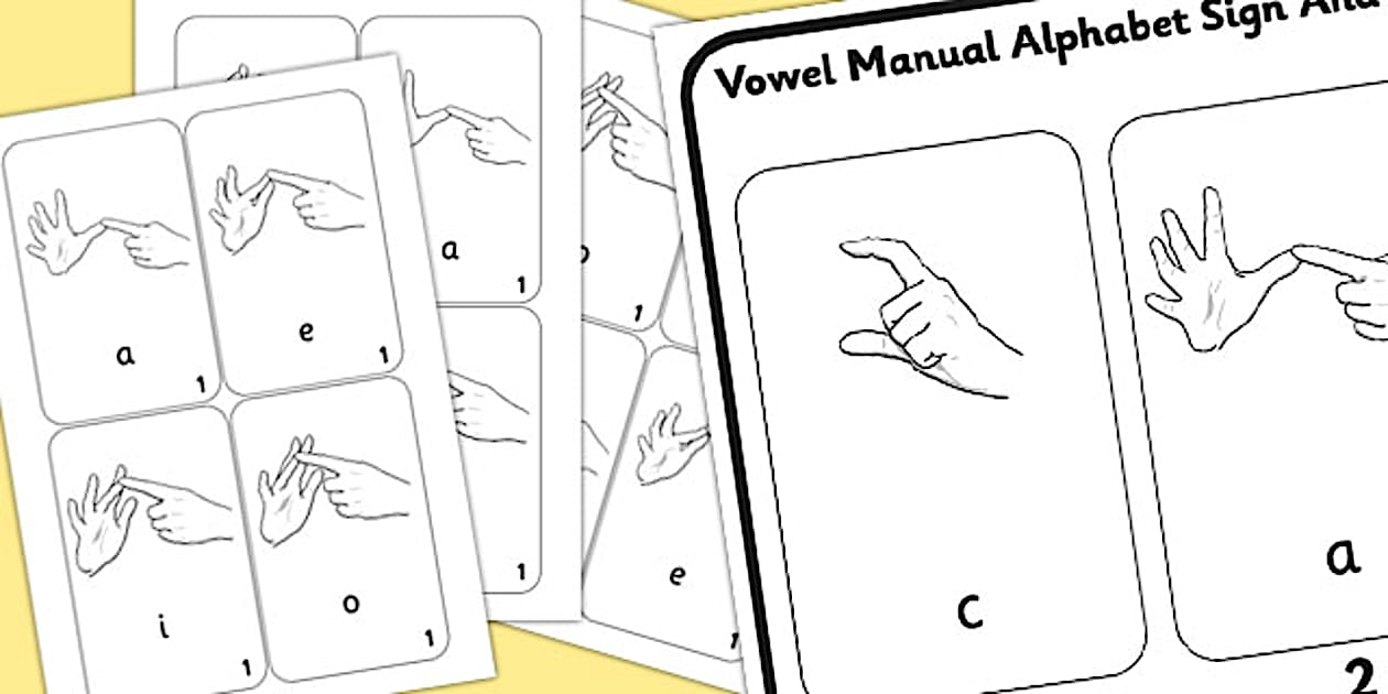 British Sign Language Left Handed Vowel Manual Alphabet Sign