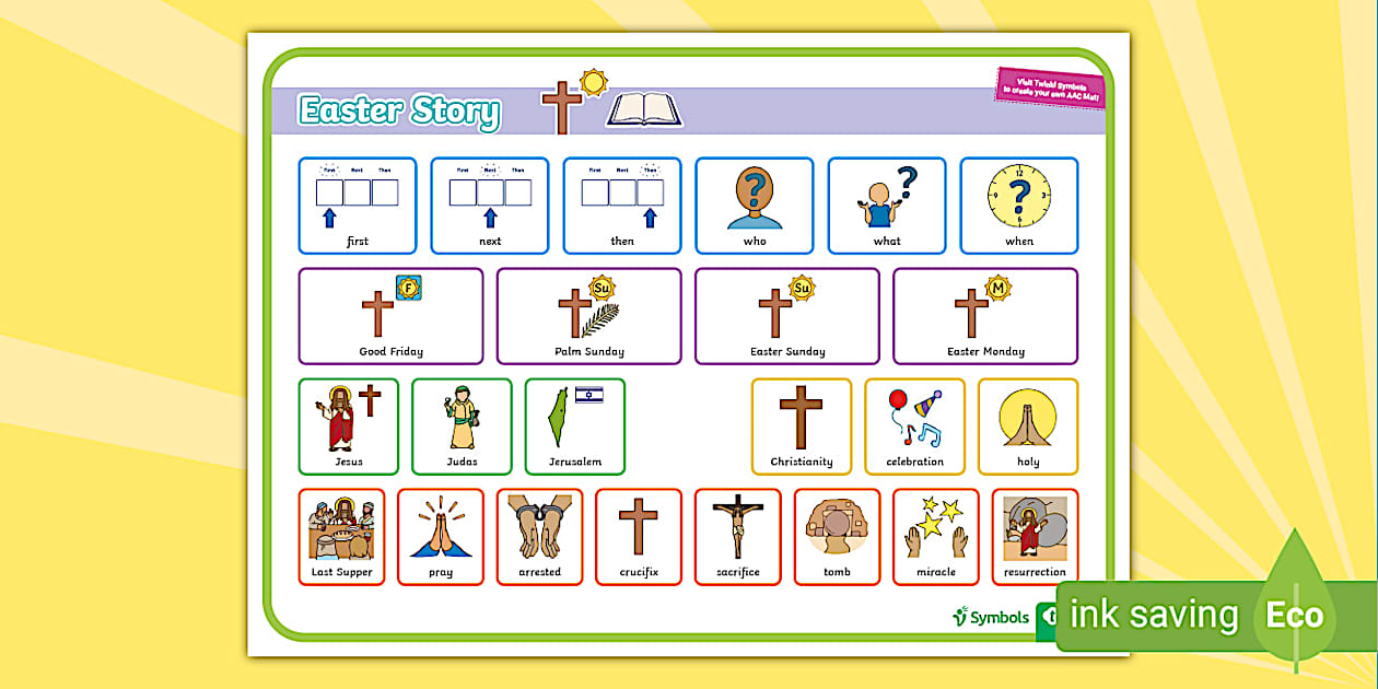 Twinkl Symbols: Easter Story AAC Mat (teacher made) - Twinkl