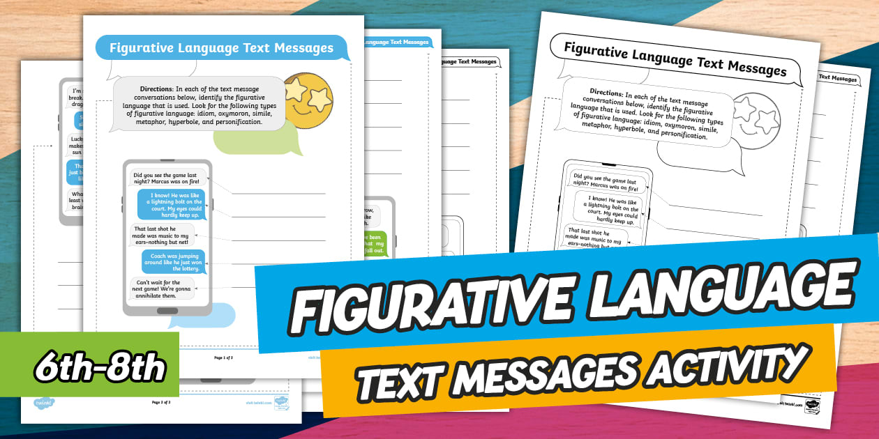 Figurative Language Text Messages Activity for 6th-8th Grade