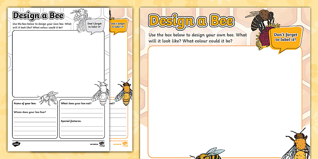 Design a Bee Worksheet (teacher made) - Twinkl