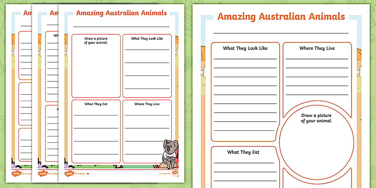 Editable Part of the Party Amazing Australian Animals Fact File Writing ...