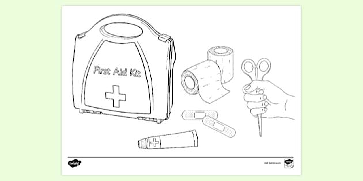 First Aid Kit Colouring Sheet | Primary Resources | Twinkl