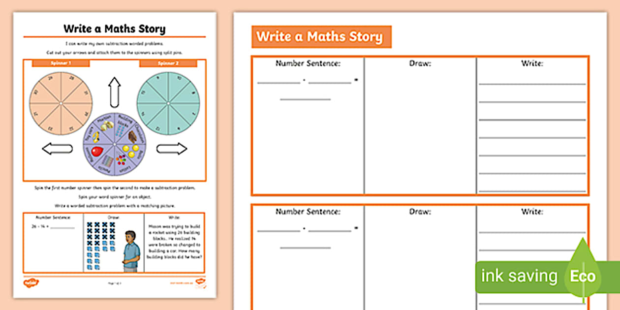 Write a Subtraction Story (teacher made) - Twinkl